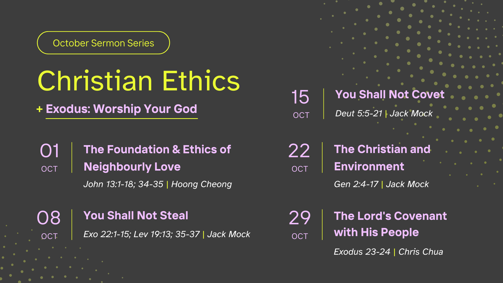 Christian Ethics: You Shall Not Covet (Deut 5:6-21) - ESCCC